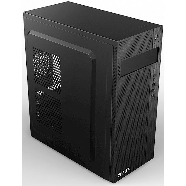 2E Computer case ALFA (E185-400) MidT, PSU 2E ATX400W, MidT,2xUSB2.0,1xUSB3.0, steel (side panel ...