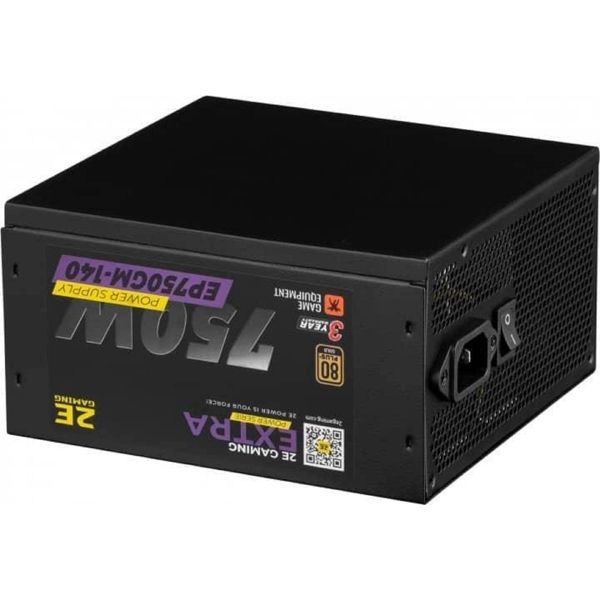 2E PSU GAMING EXTRA POWER (750W), >90%, 80+ Gold, 140mm, 1xMB 24pin(20+4), 1xCPU 8pin(4+4 ...