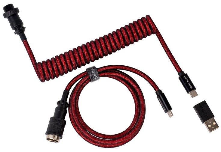 Cabel Type-A/Type-C Keychron Premium Coiled Aviator Cable-Straight Red