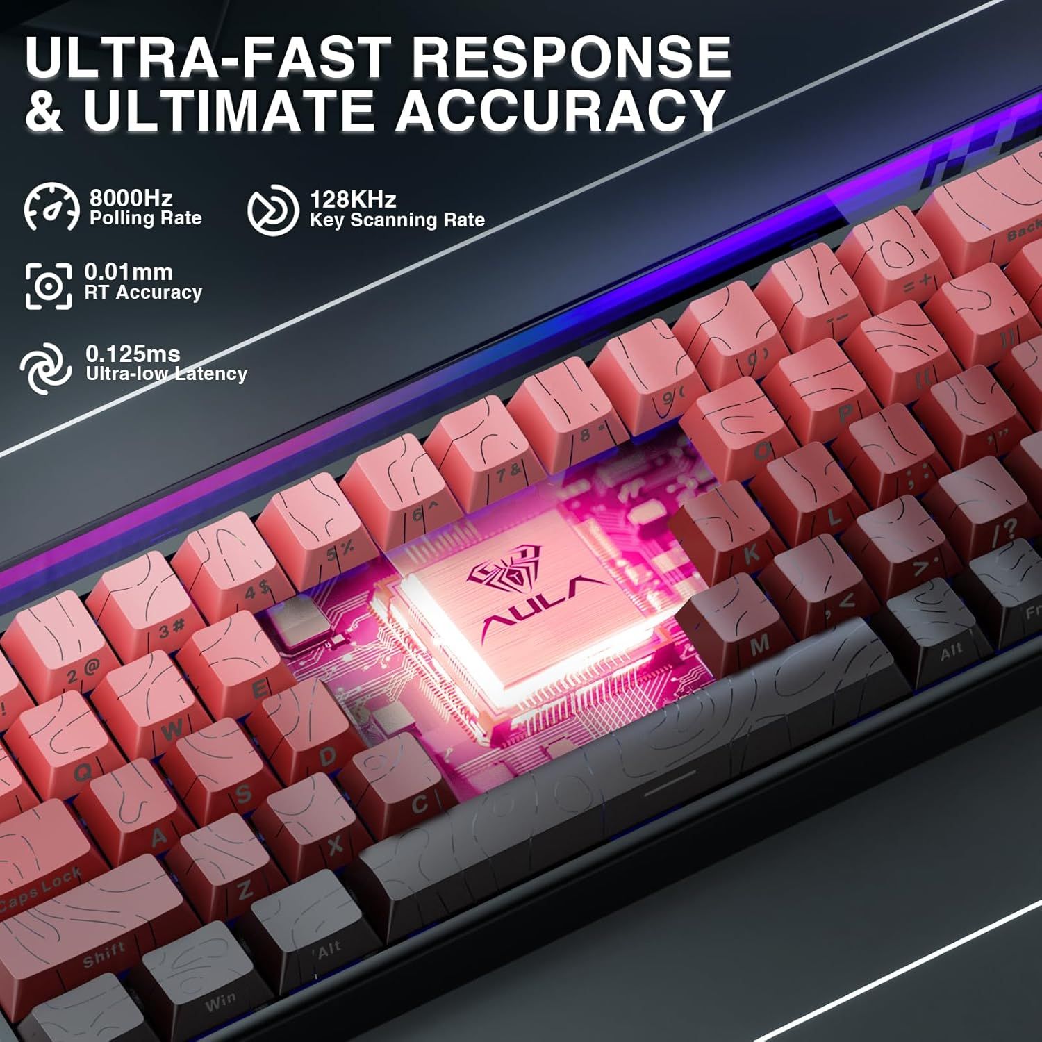 Keyboard: AULA HERO 68 RGB Wired Gaming Keyboard side-engraved keycaps ...