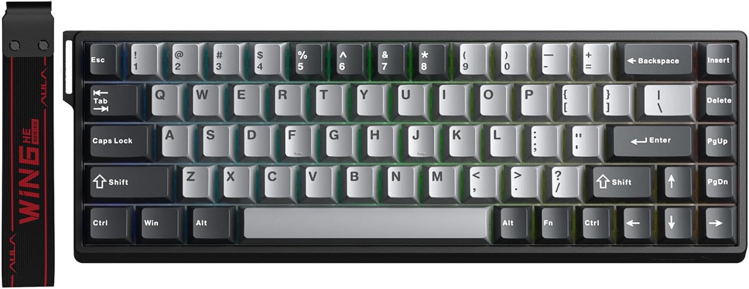 Keyboard: AULA WIN68 HE Pro RGB Wired Gaming Keyboard Light Grey/Dark ...