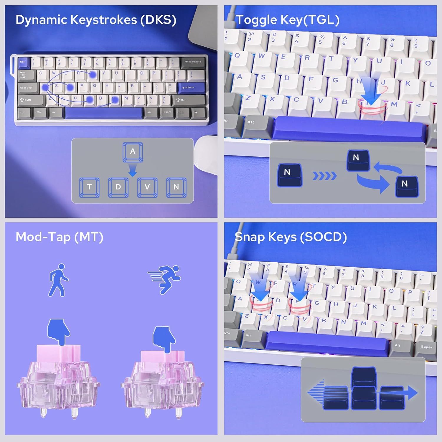 Keyboard: AULA WIN60 HE MAX Edition RGB Wired Gaming Keyboard White ...