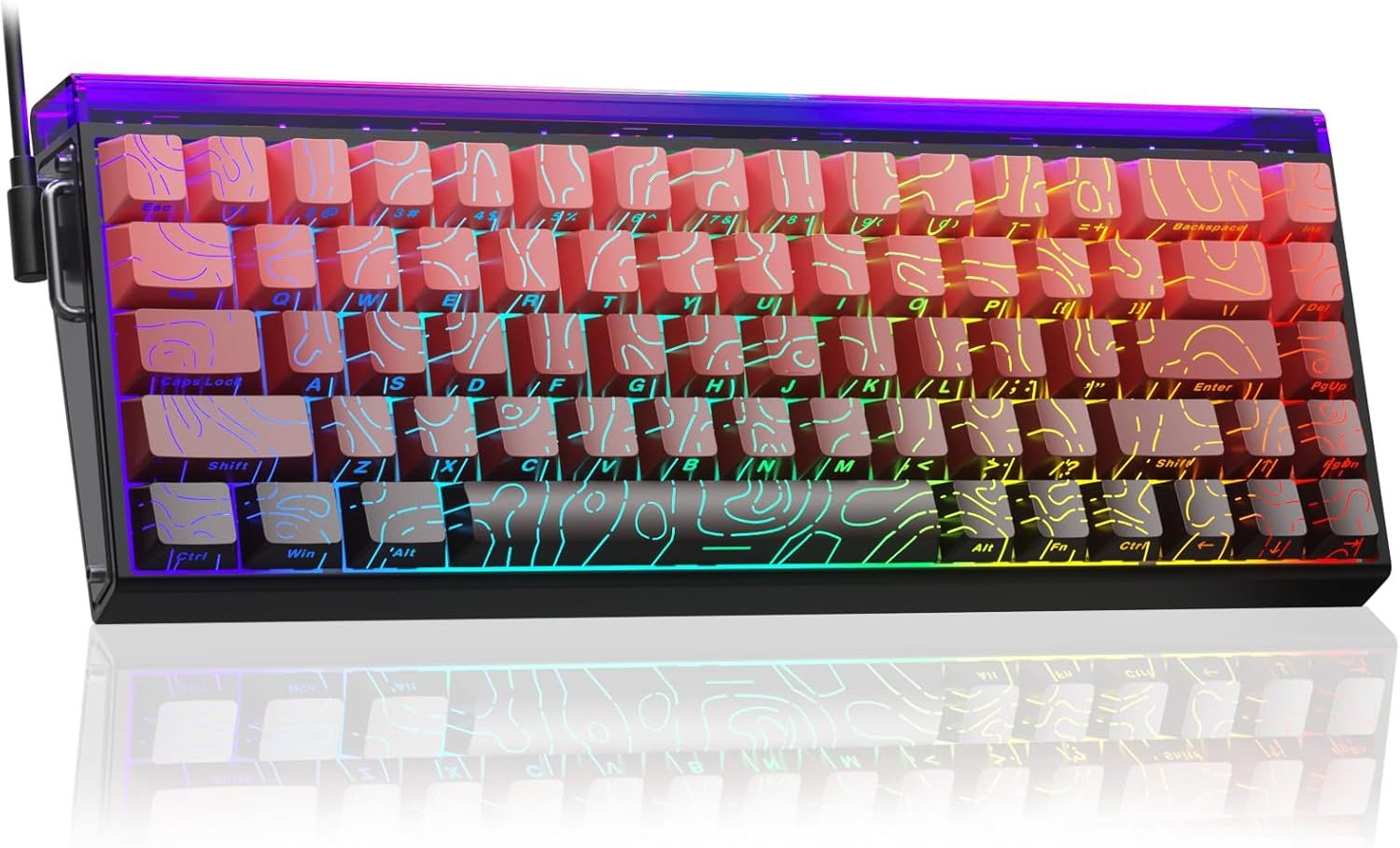 Keyboard: AULA HERO 68 RGB Wired Gaming Keyboard side-engraved keycaps ...