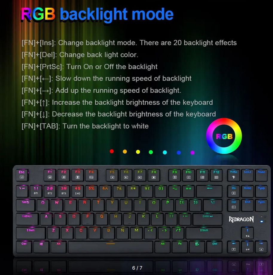 Redragon Anubis Mechanical gaming keyboard, RGB, slim, noiseless
