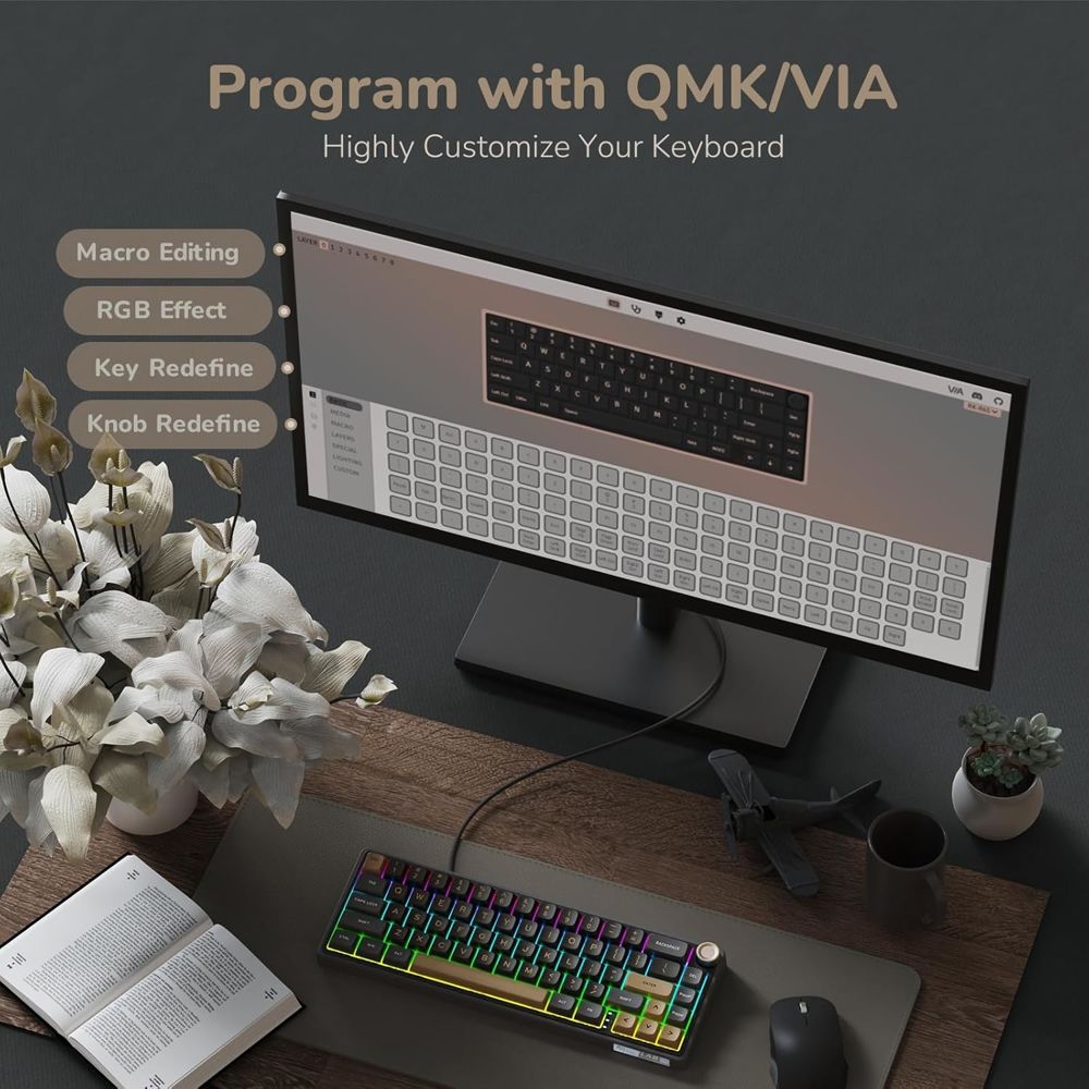 Royal Kludge RK R65 RGB Mechanical Keyboard, Chartreuse switch, Hot ...