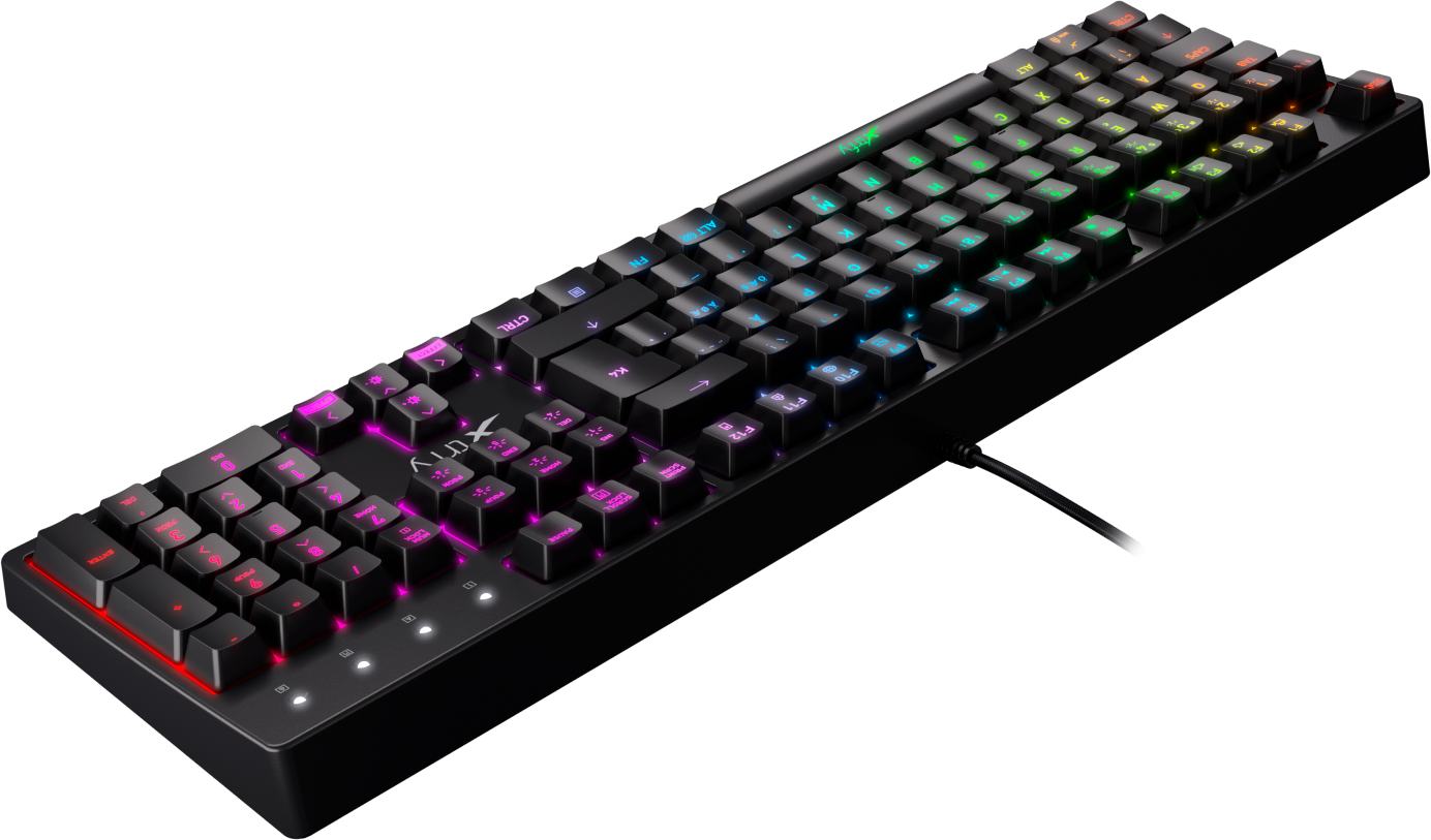 Keyboard mechanical Xtrfy K4 104Key, Kailh Red, USB-A, EN/RU, RGB, Чорний